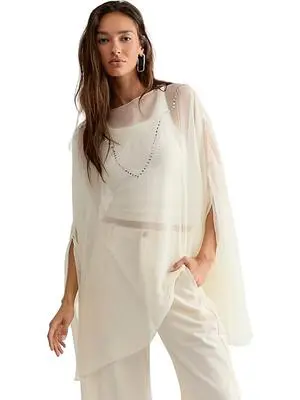 UNDERSTATED LEATHER Understated Leather Moonshine Poncho Jacket Ivory
