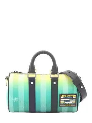 LOUIS VUITTON 2021 XS Keepall Striped Tote Green