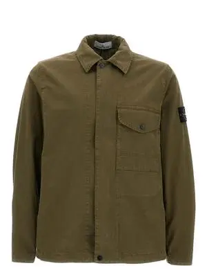Stone Island Overshirt With Zip - Green