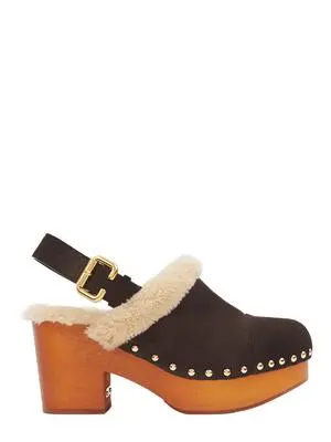 Chloé Jeannette Wedge Clogs - Burnt Brown