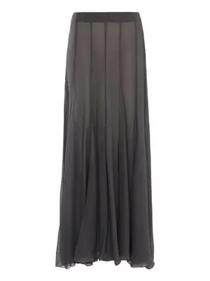 Chloé Maxi Skirt In Silk Mousseline - Pearly Black