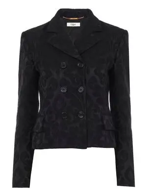 Chloé Double-breasted Fitted Jacquard Jacket - Black