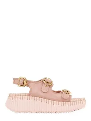 Chloé Nama Wedge Sandals - Maple Pink