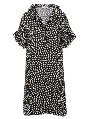 Chloé Short-Sleeve Mini Dress Black / Beige