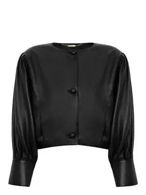 Chloé Leather Collarless Jacket - Black