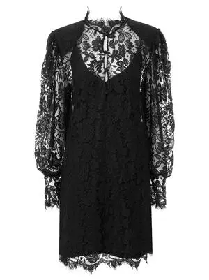 Chloé Long-sleeve Lace Mini Dress - Black