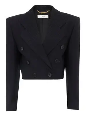 Chloé Double-breasted Cropped Spencer Jacket - Black