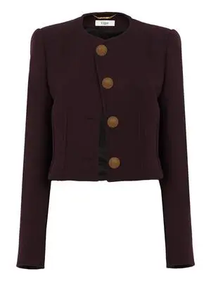 Chloé Cropped Wool Crêpe Jacket - Obscure Purple