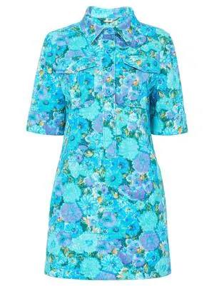 Chloé Mini Polo Dress - Multicolor Blue