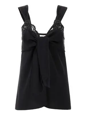CHLOÉ Crêpe De Chine & Lace Lingerie Top
