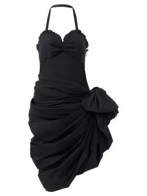 Chloé Wrapped Halterneck Poplin Dress - Black