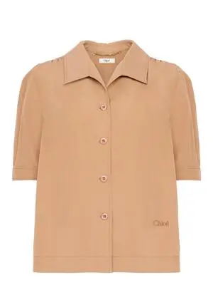 Chloé Short-sleeve Poplin Shirt - Reef Shell