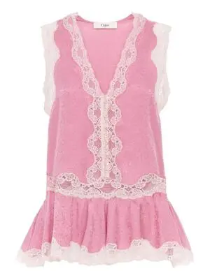 Chloé Sleeveless Peplum Top - Orchid Mauve