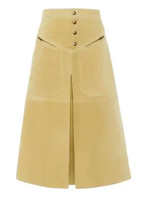 Chloé Knee-length Suede Skirt - Dusty Wheat