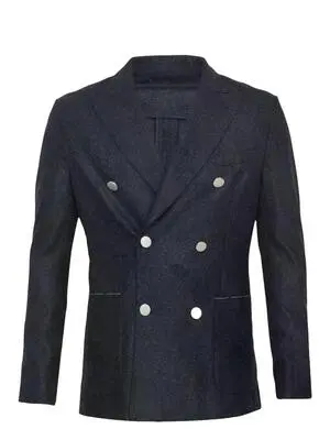 TONELLO Double-breasted Flannel Blazer - Grey