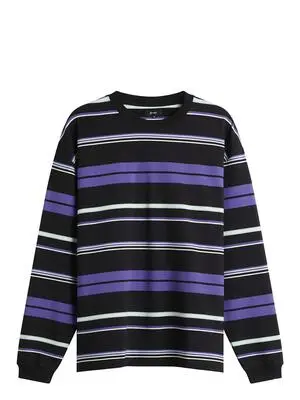 BEAMS Multi Stripe Long Sleeve T-shirt - Black
