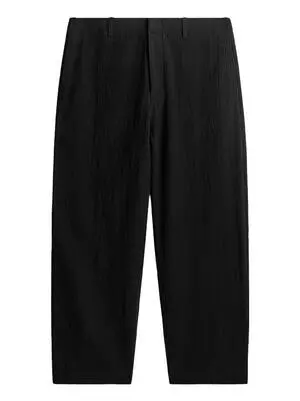 Cos Seersucker Relaxed-fit Straight-leg Pants - Black