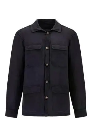 Herno Flap-pocket Linen Shirt Jacket - Blue
