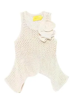 MARQUES' ALMEIDA Flower Asymmetric Knit Top - Neutrals