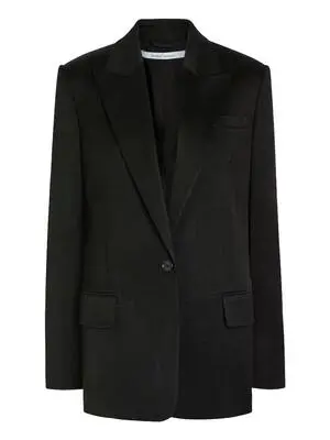 Another Tomorrow Buttoned Pocket Blazer - Black