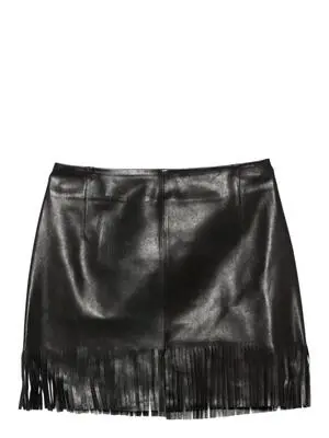 Nour Hammour Fringed Mini Skirt - Black