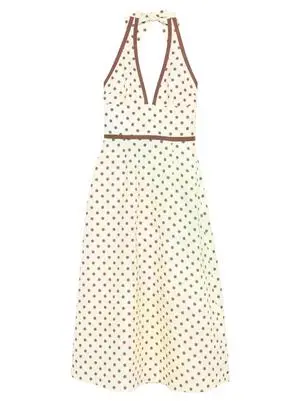Posse Bowie Polka-dot V-neck Midi Dress - Neutrals