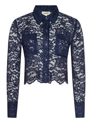 L'Agence Roelle Lace Blouse Top - Midnight