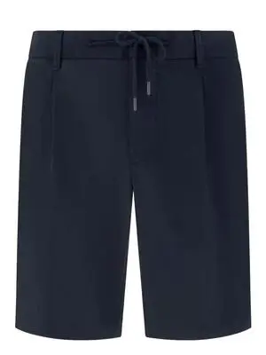 Boggi Milano Garment-dyed Stretch Cotton Blend Drawstring Shorts - Blue