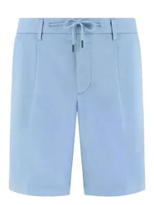 Boggi Milano Garment-dyed Stretch Cotton Drawstring Shorts - Blue