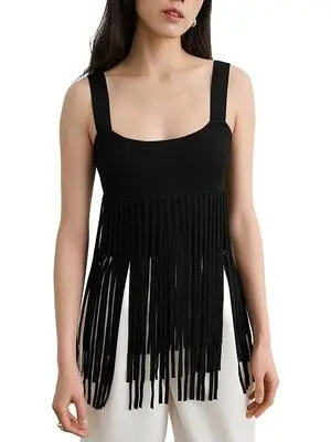 TOCCIN Amaris Fringe Top - Jet