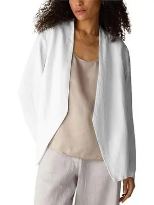 Eileen Fisher High Collar Cutaway Jacket - White