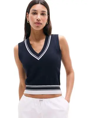 Athleta Seamless Sweater Vest - Eclipse/white
