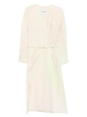 NACKIYE Kyoto Frayed Wrap Dress - Neutrals