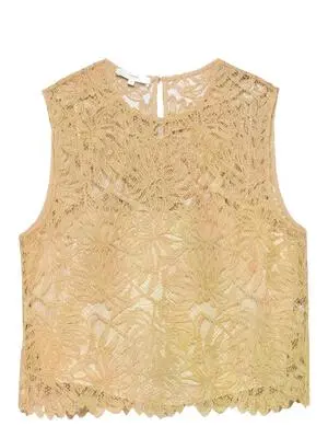Vince Lace Cropped Top Neutrals