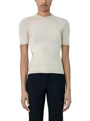 SKIN SERIES Fine-knit Short-sleeve T-shirt - Neutrals