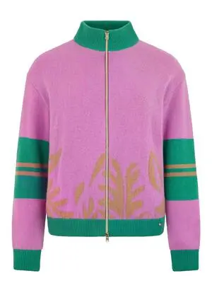 Herno Leaf-pattern Zip-up Cardigan - Pink