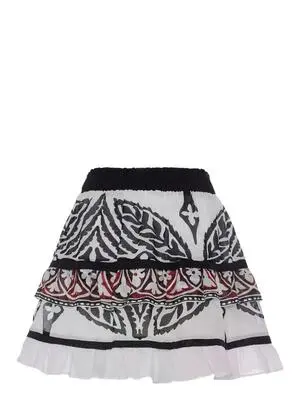 Devotion Patterned Ruffle Skirt - White