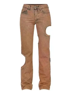 Off-White Cut-out Jeans - Orange