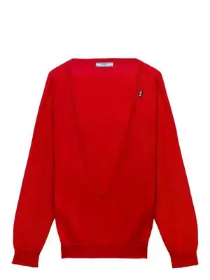 Prada V-neck Cashmere Sweater - Red