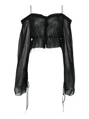 Isabel Benenato Lace-Detail Blouse Black