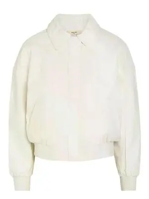 SKIIM Boxy Leather Bomber Jacket - Neutrals