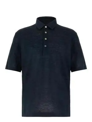 Zegna Short-sleeved Buttoned Polo Shirt - Blue