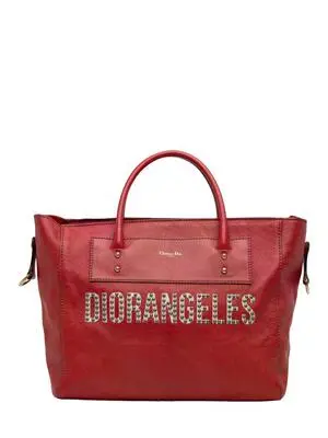 Dior 2017 Studded Goatskin Diorangeles Convertible Tote Satchel - Red