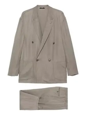 Giorgio Armani Double-breasted Herringbone Suit - Grey