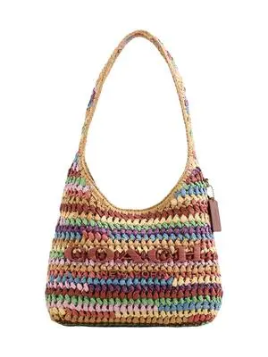 COACH Large Weave Straw Brooklyn Shoulder Bag 28 - B4/multi