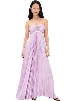 A.L.C. Moira Pleated Halterneck Maxi Dress - Lilac