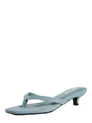 TONY BIANCO Annie Heeled Thong Sandals - Denim Suede