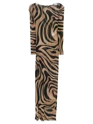 Emilio Pucci Marmo Printed Maxi Dress - Brown