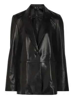 Nour Hammour Arden Leather Blazer Black