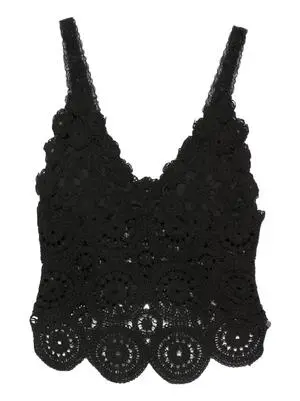 PHILIA LOFT Scallop-trim Tank Top - Black